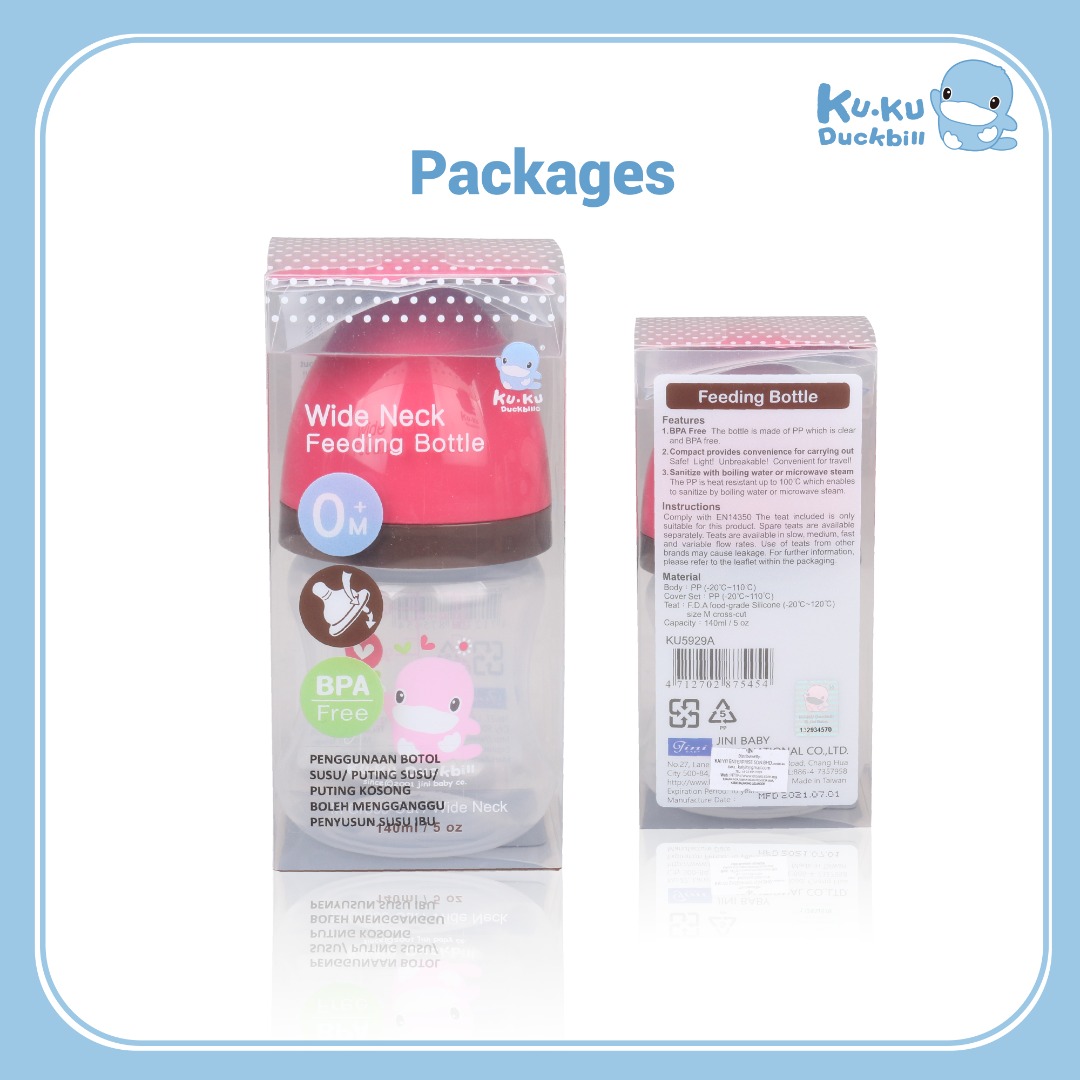 Kuku Duckbill PP Classic Wide Neck Feeding Bottle KU5929 – OTOMO | KUKU DUCKBILL BABY PRODUCTS