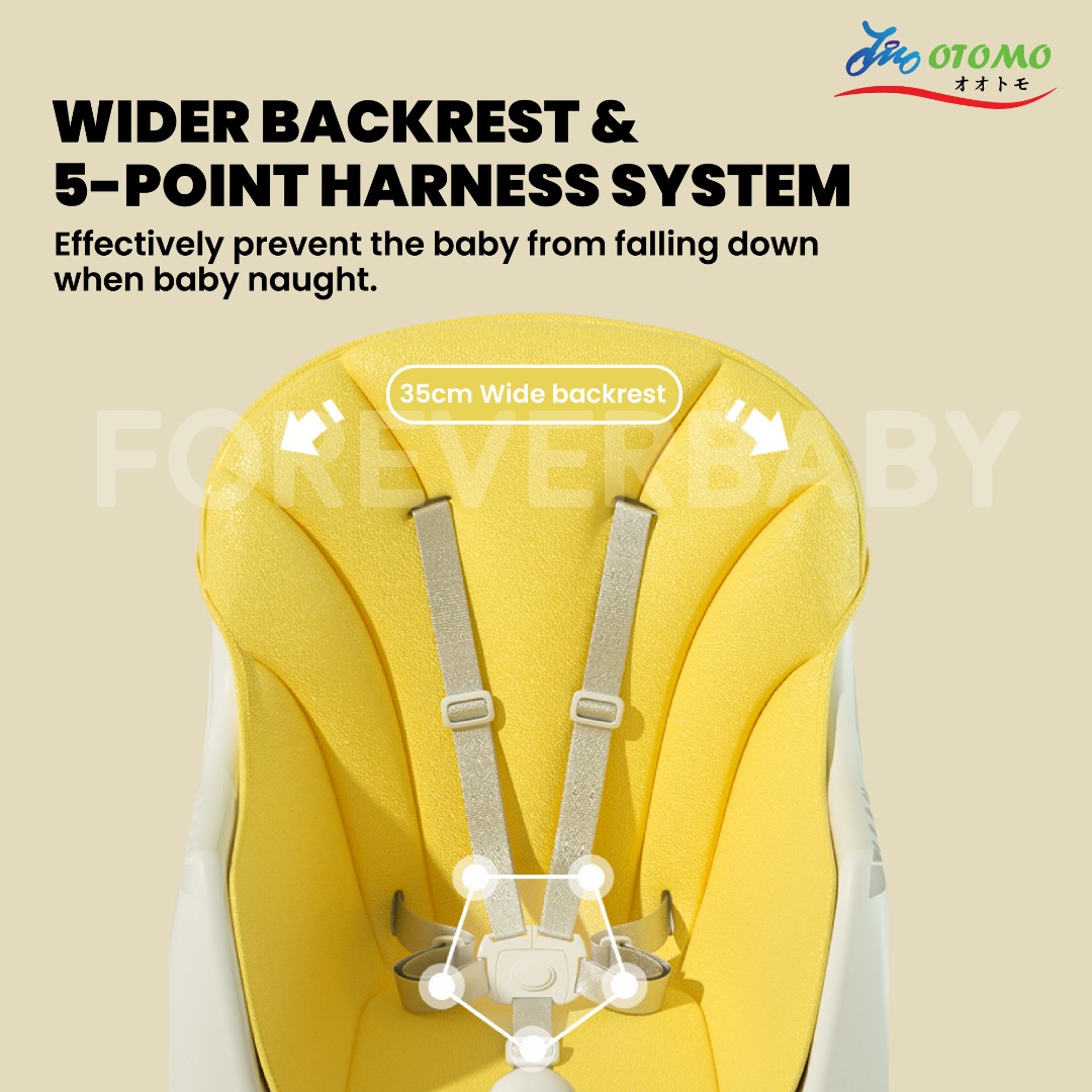 Otomo Baby Highchair with Waterproof PU Leather and Storage Bucket Anti ...